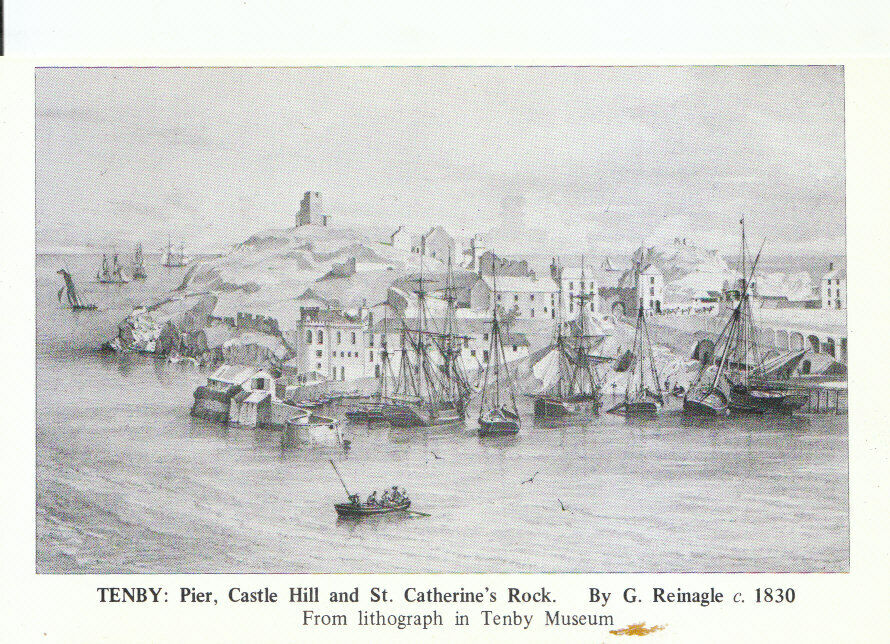 Wales Postcard - Tenby - Pier - Castle Hill and St Catherine's Rock ...