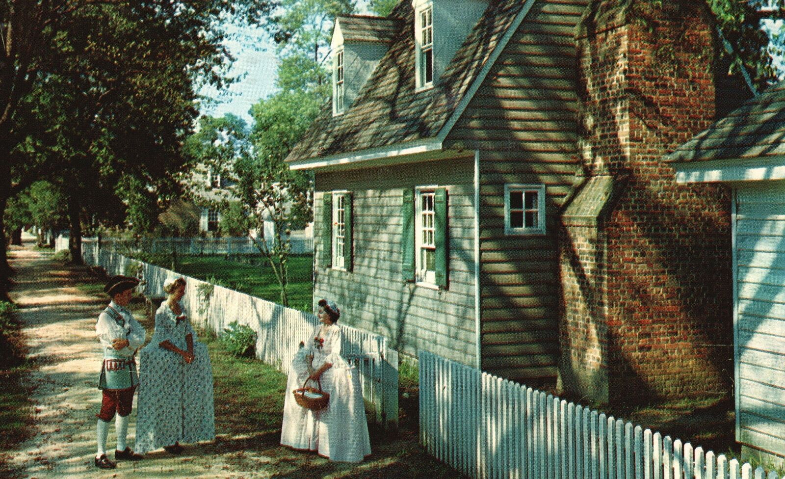 Postcard A Sidewalk Scene A Reminder Of Colonial Days In Williamsburg ...