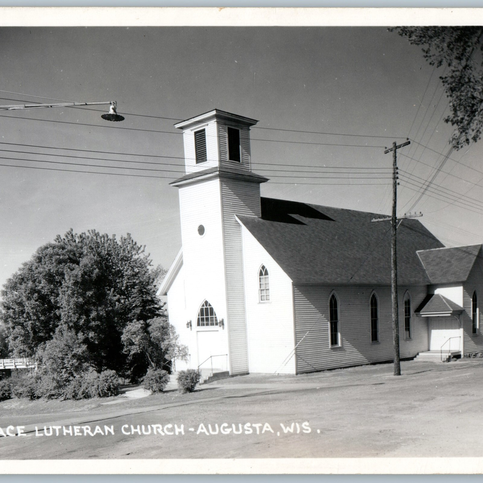c1950s Augusta, WI Church RPPC Grace Lutheran Street Lamp Post Real ...