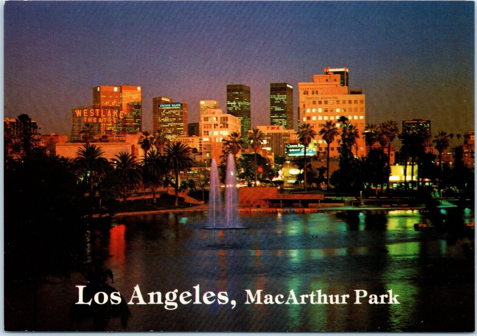 Vintage Postcard Los Angeles MacArthur Park Skyline 1990s 6x4 In Sunset ...