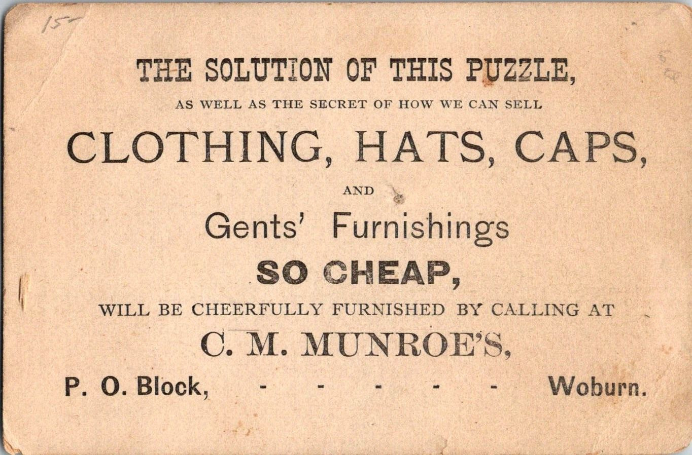 1881 American Puzzle Trade Card HMS Pinafore Ship C M Munroes Gents ...