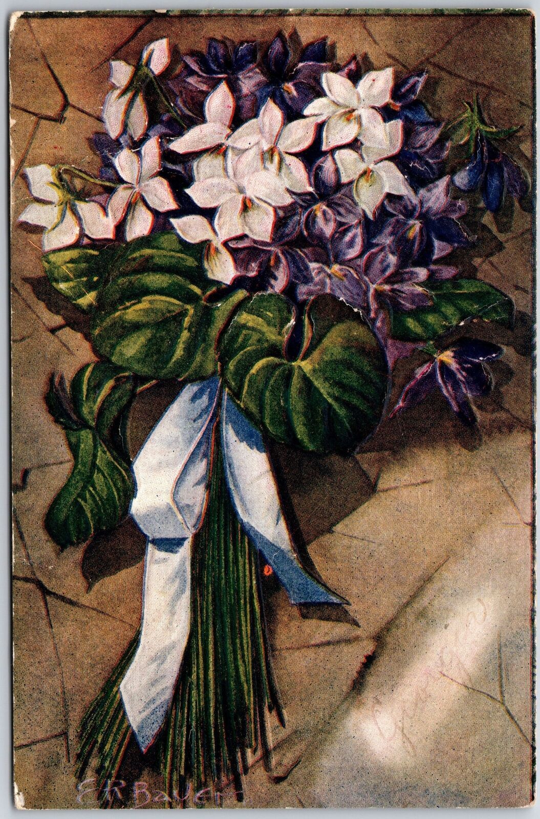 Flower Bouquet Violets Greetings And Wishes Card Postcard | Other ...