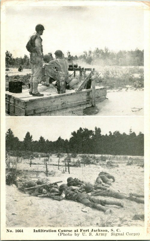 Vtg Postale WW2 Fort JACKSON Infiltration Parcours Sud Caroline Unp Wr ...