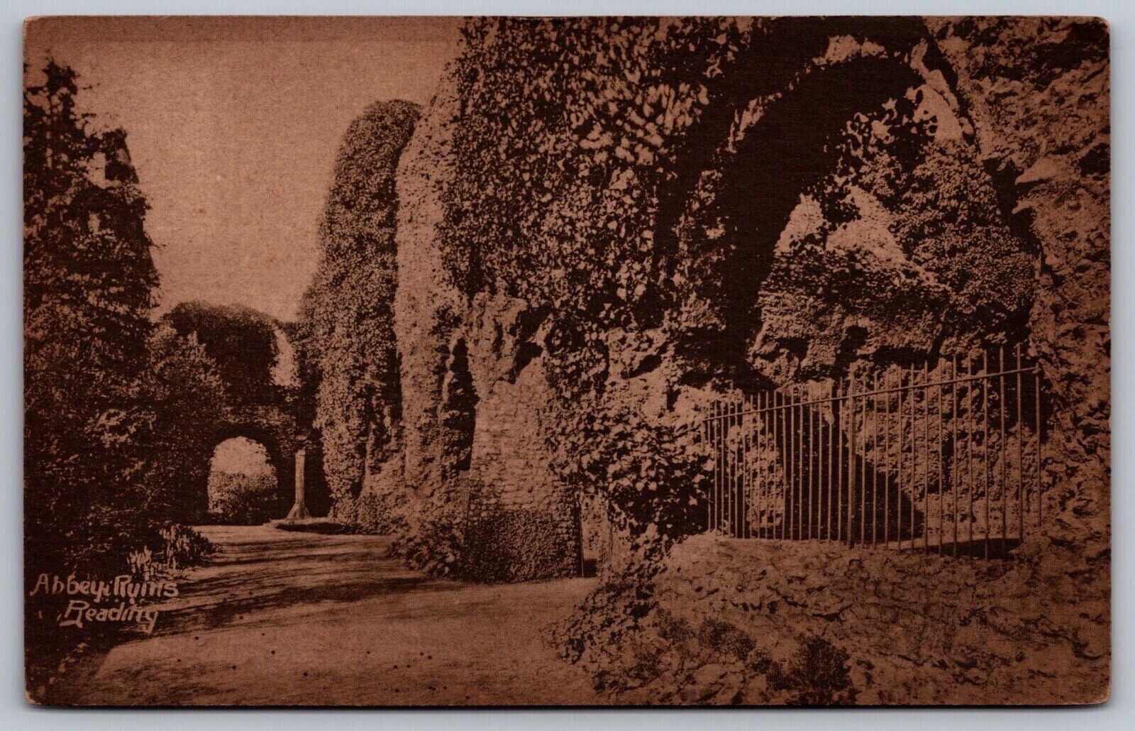 Reading Great Britain Abbey Ruins Historic Landmark Sepia BW WOB ...