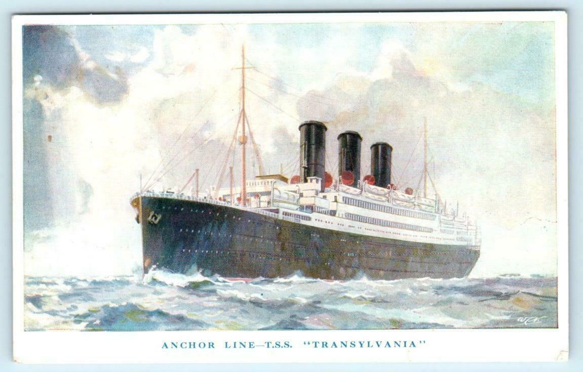 ANCHOR LINE Ship Ocean Liner T.S.S. TRANSYLVANIA Sunk 1940 Postcard ...