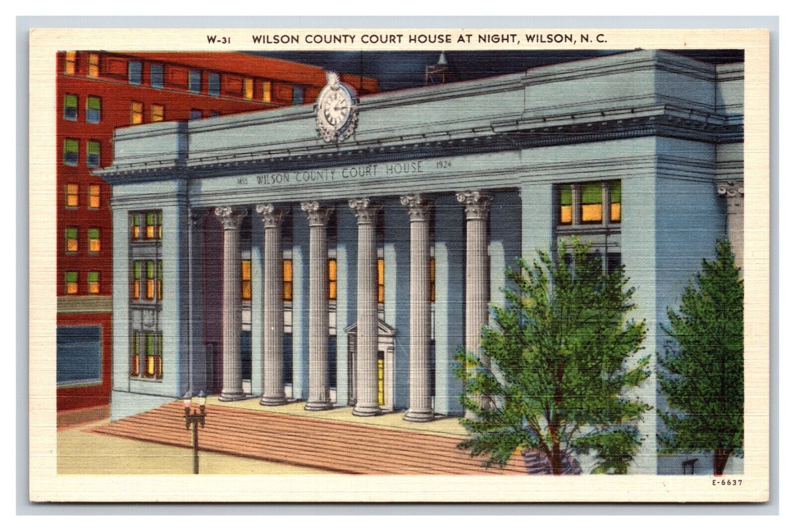 Wilson County Courthouse Night View Wilson North Carolina UNP Linen ...
