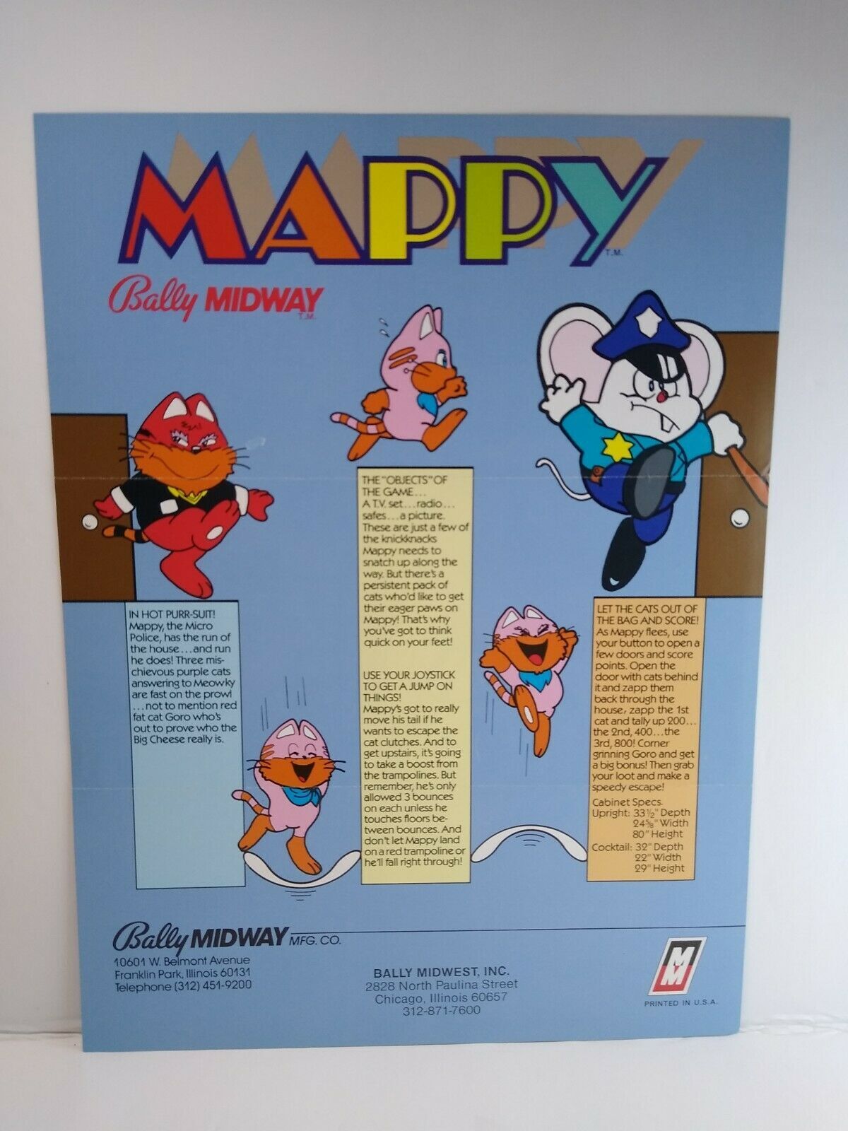 Mappy Arcade Flyer Original Midway 1983 Retro Video Game Art Promo 8.5 ...