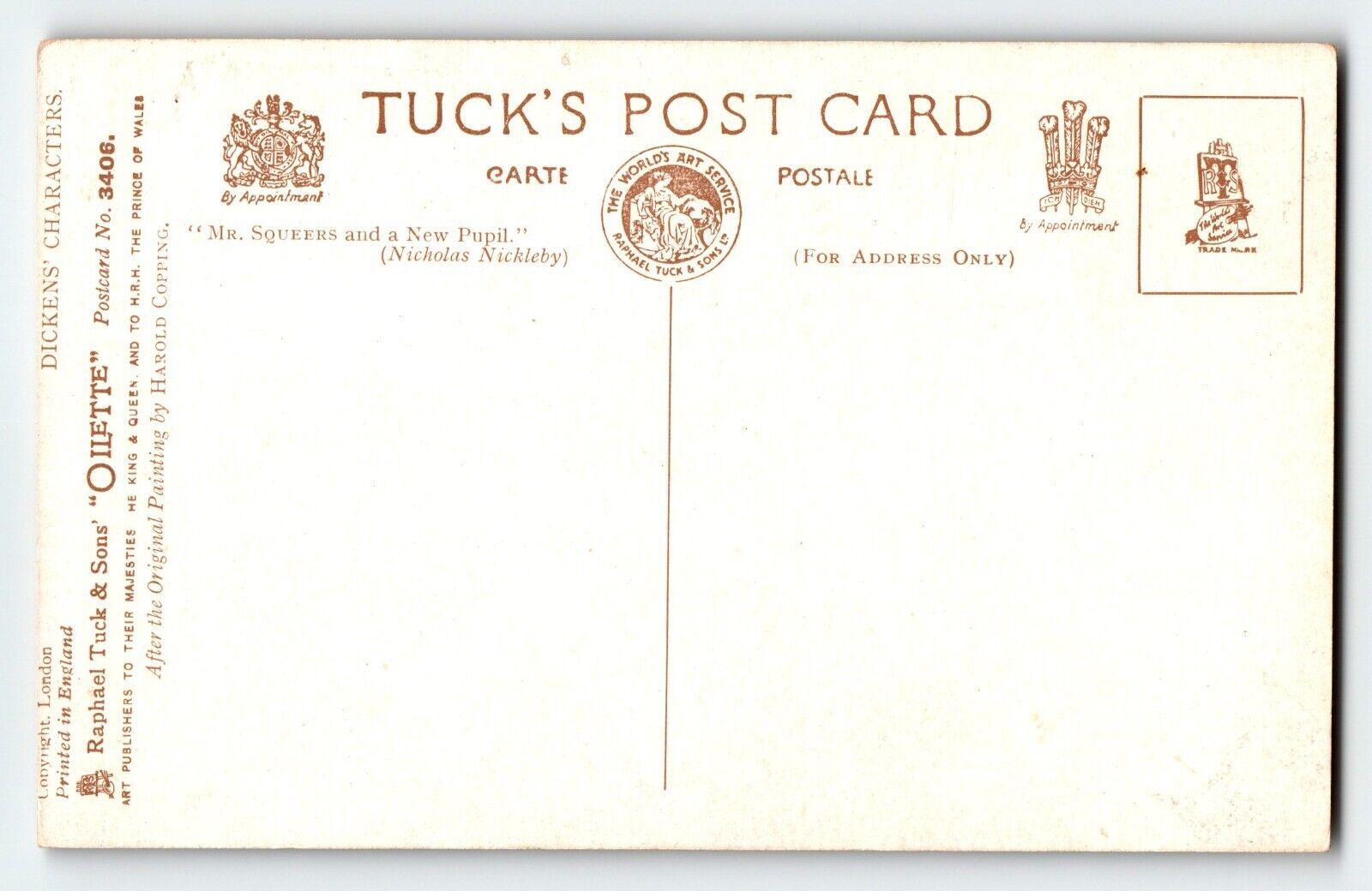 Charles Dickens Raphael Tuck Postcard 3406 Mr Squeers & Pupil Nickolas ...