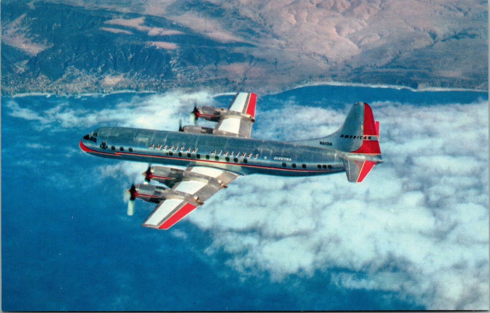 Vtg American Airlines Jet Powered Electra Flagship Advertising Postcard ...