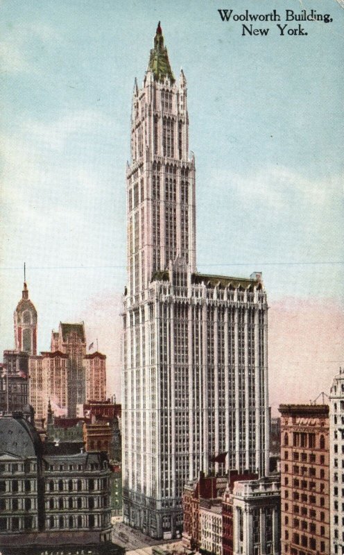 Vintage Postcard Woolworth Building Broadway From Barclay St. New York ...