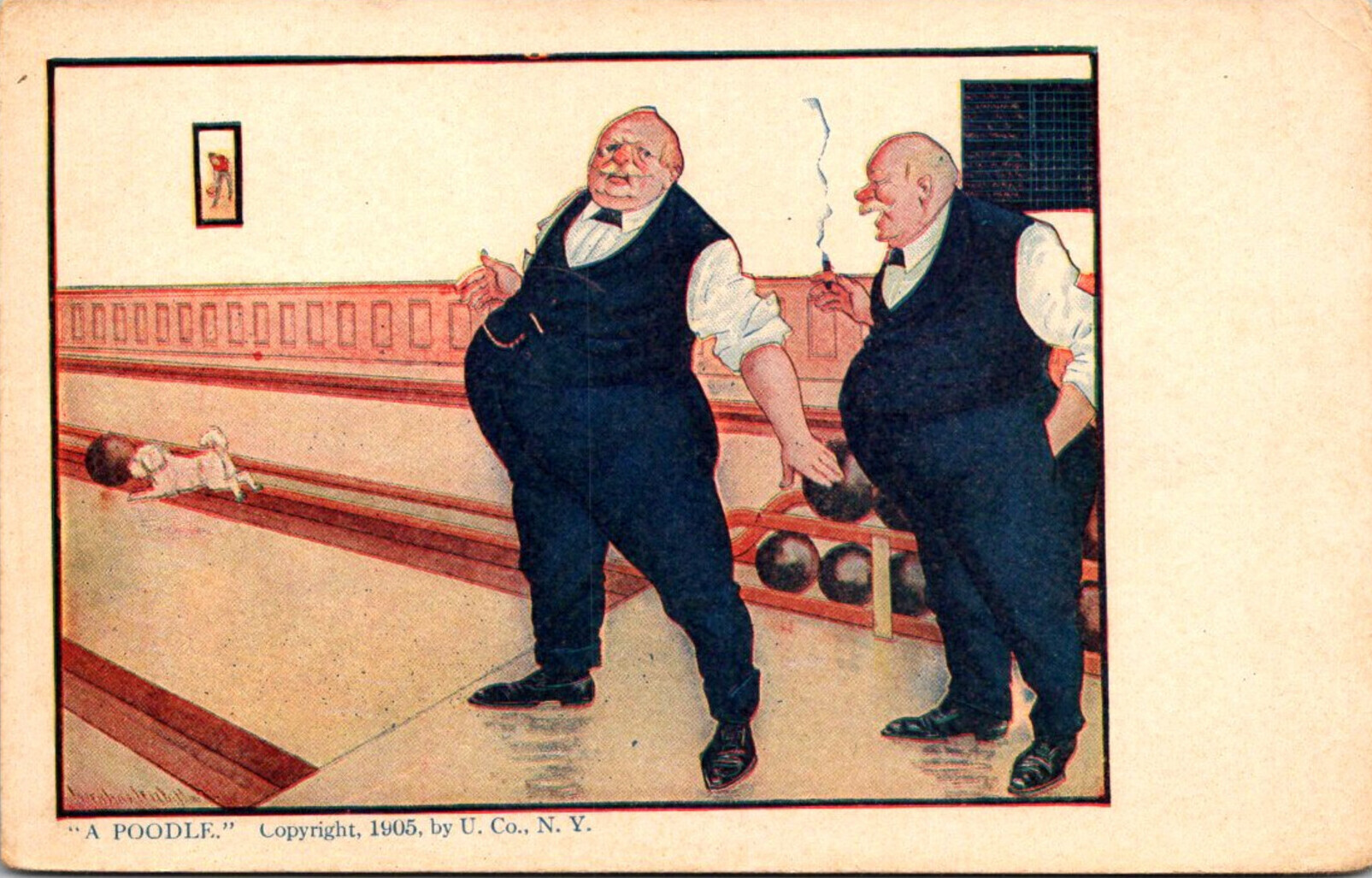 Humour Men At Bowling Alley "A Poodle" | Topics - Humour, Postcard ...