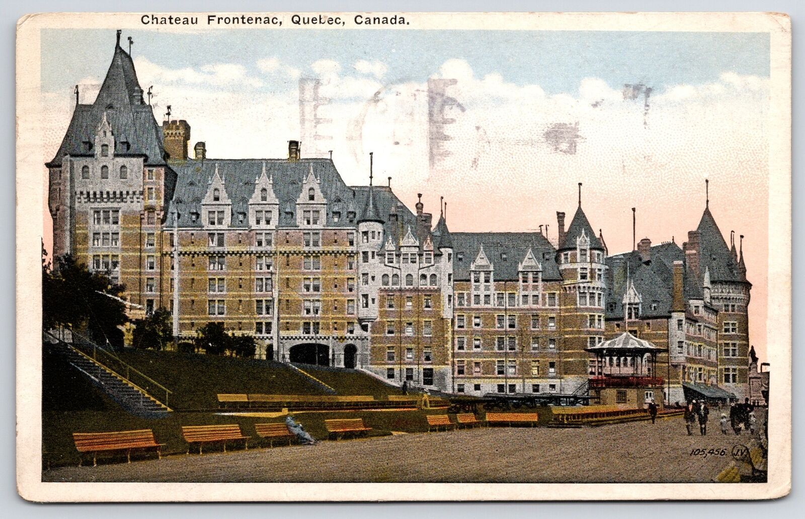 1920's Chateau Frontenac Quebec Canada Benches Stairway In Front ...