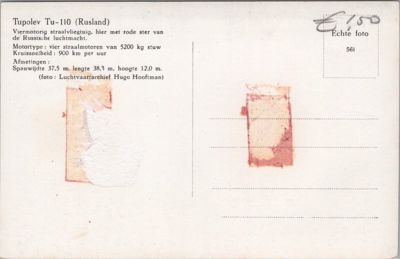 Tupolev Tu-110 Russia Fighter Jet Aircraft Vintage RPPC 05.31 | Europe ...