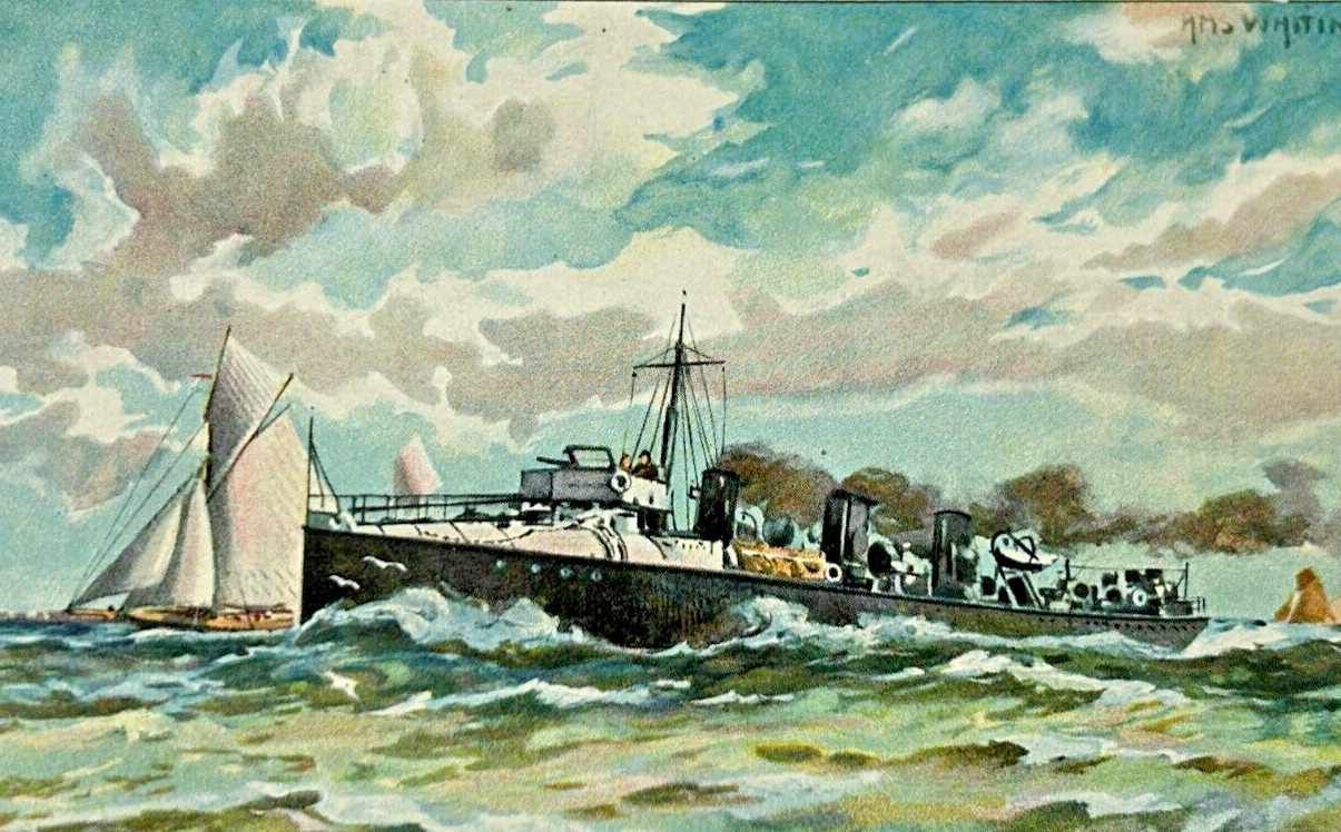 HMS Whiting Frigate Royal Navy Destroyer British WWI Postcard Webb Art ...