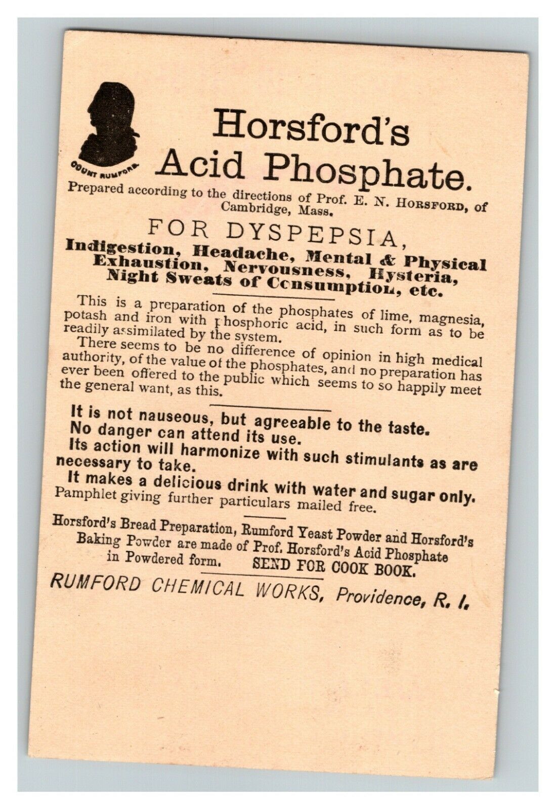 Vintage 1880's Victorian Trade Card - Horsford's Acid Phosphate Quack ...