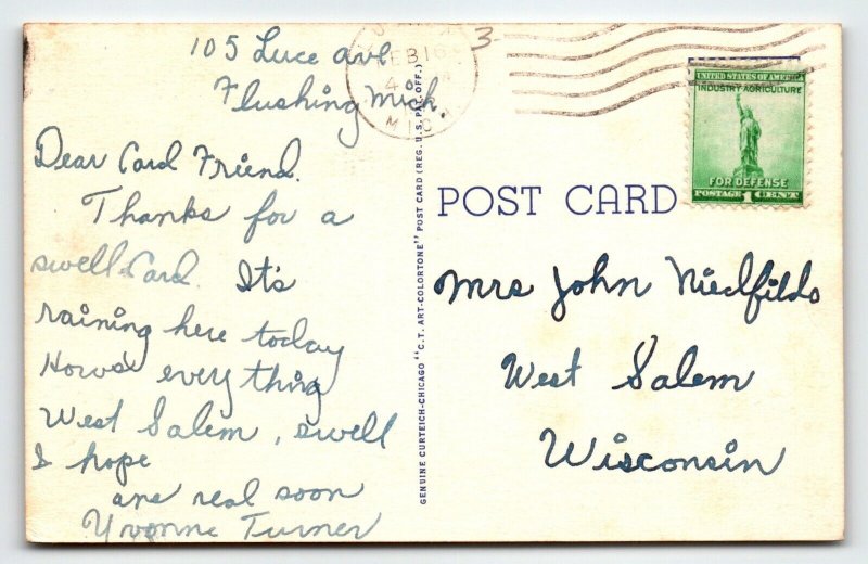 Greetings From Michigan Large Big Letter Postcard Linen Curt Teich ...