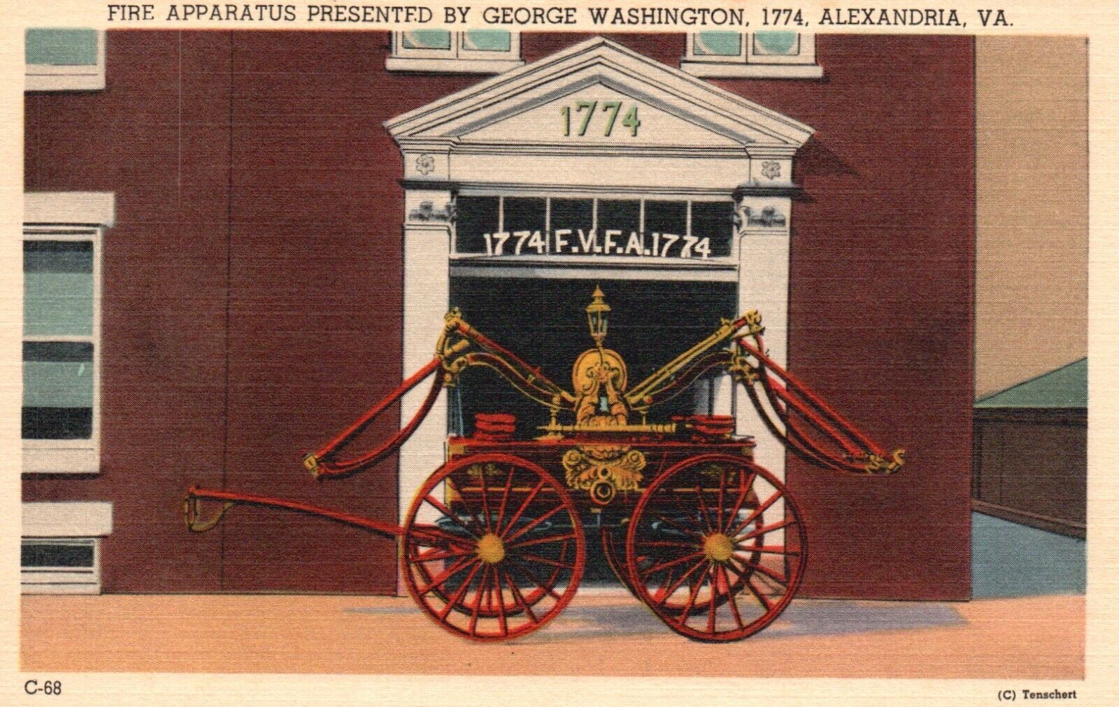 Postcard VA Arlington George Washington Fire Apparatus Linen Vintage PC ...