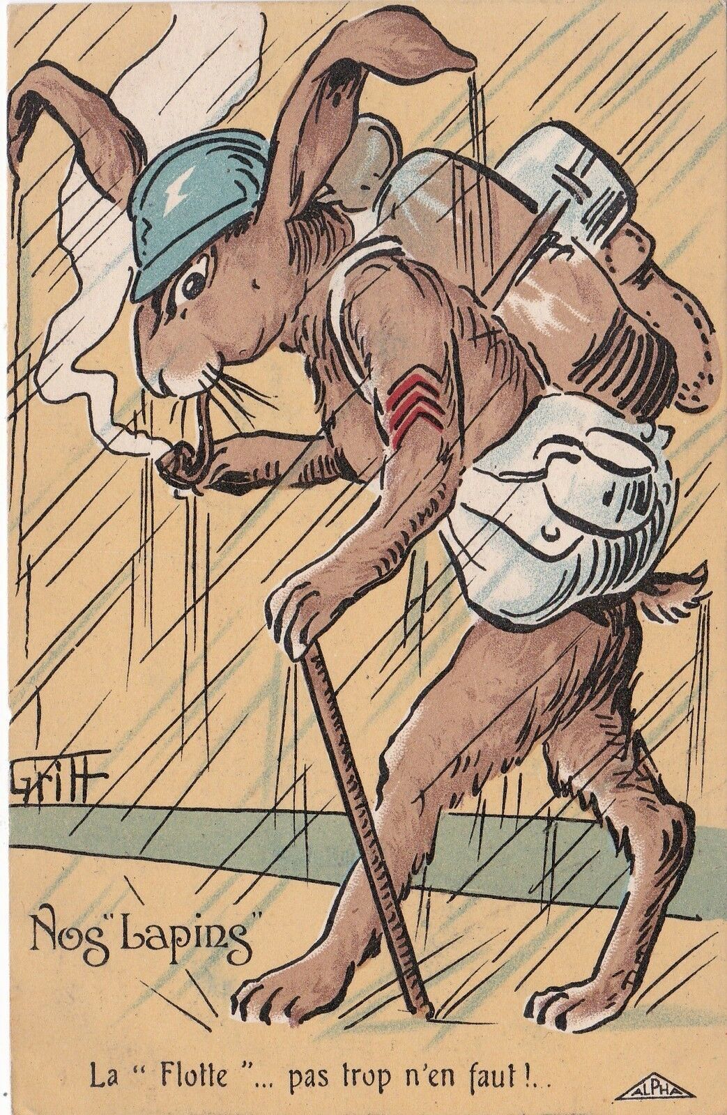 Griff Military Propaganda Humour Dressed Rabbit "Nog Laping" sk7407 ...