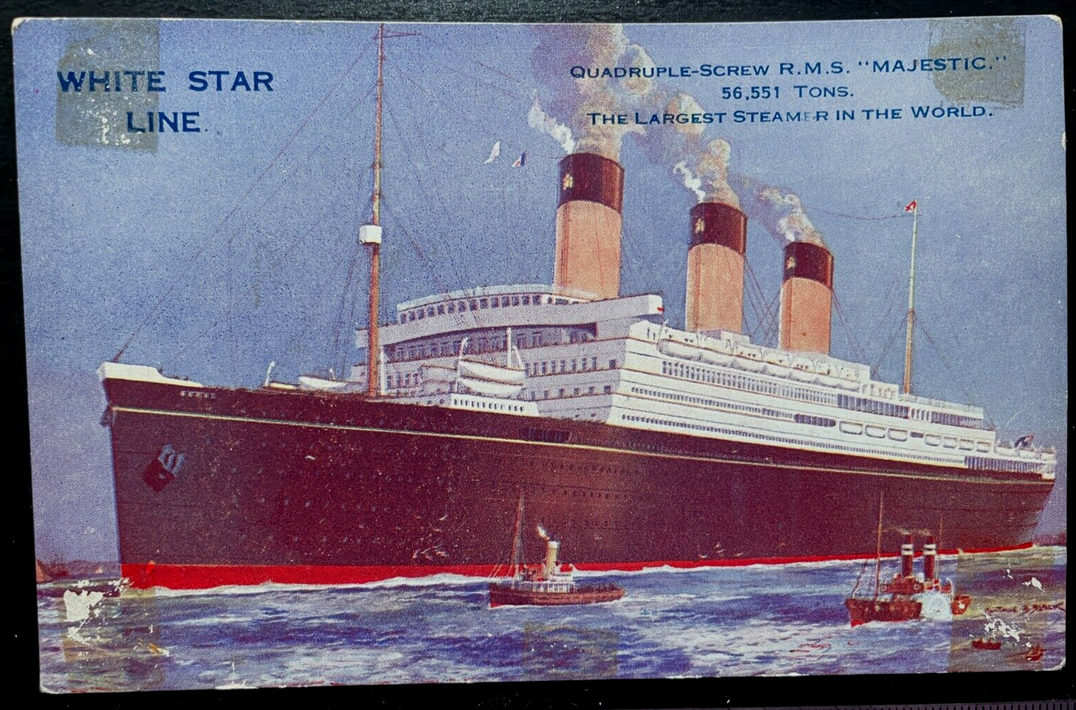 Vintage Postcard 1920s White Star Line, RMS Majestic, Largest Steamer ...