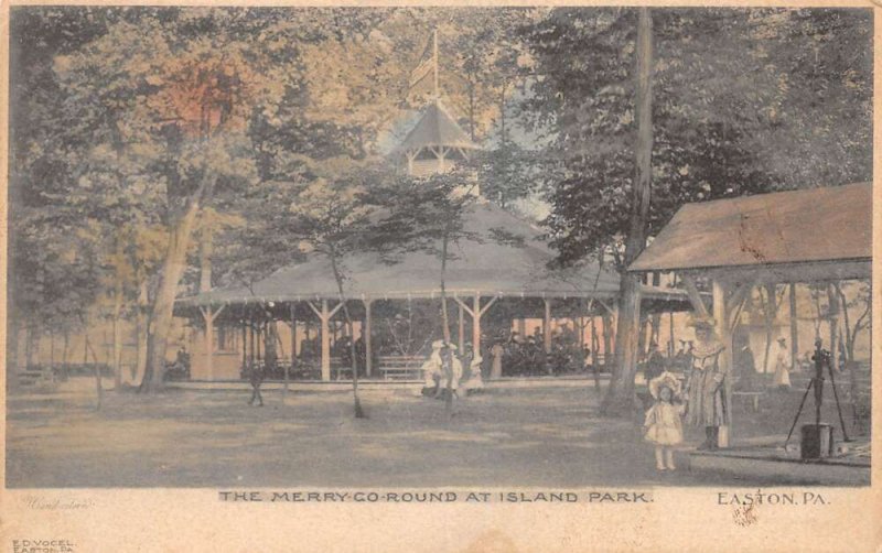 Easton Pennsylvania Island Park Merry Go Round Carousel Postcard ...