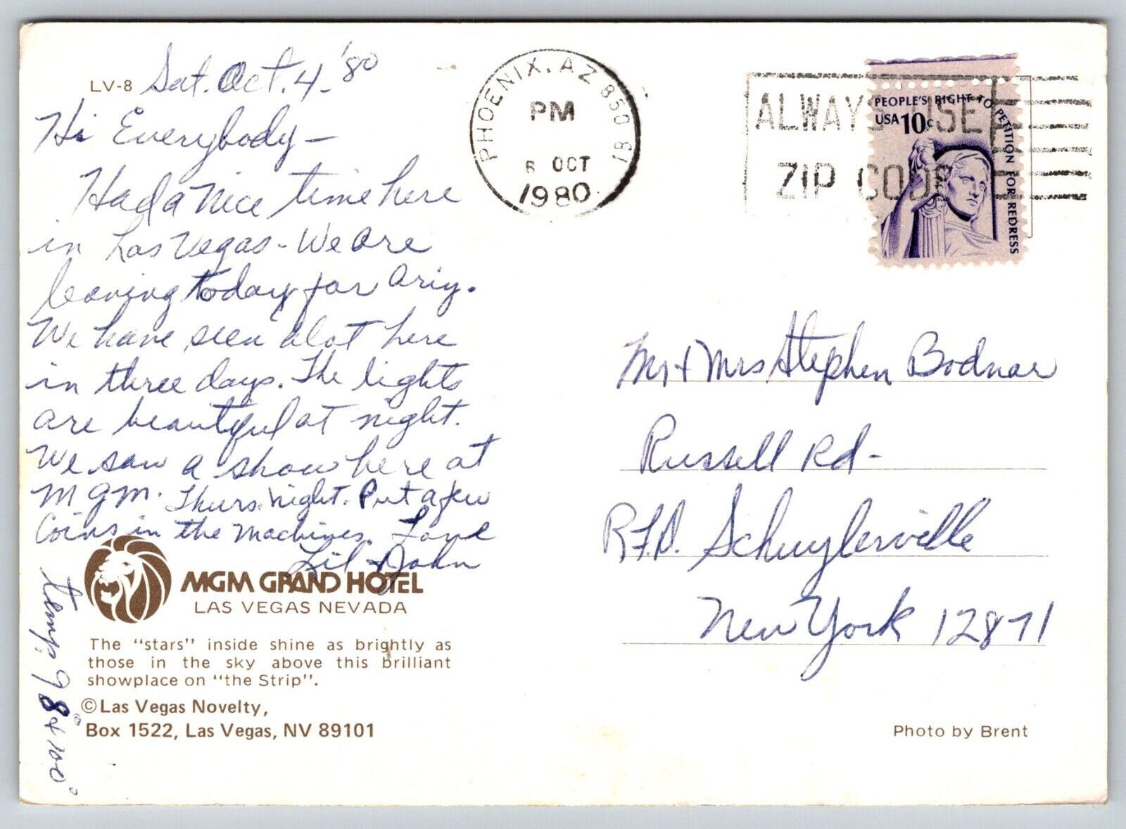 1980 MGM Grand Hotel Las Vegas Nevada Dean Martin Postcard | United ...