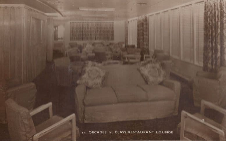 SS Orcades Lounge Of First Class Restaurant Ship Interior Postcard ...