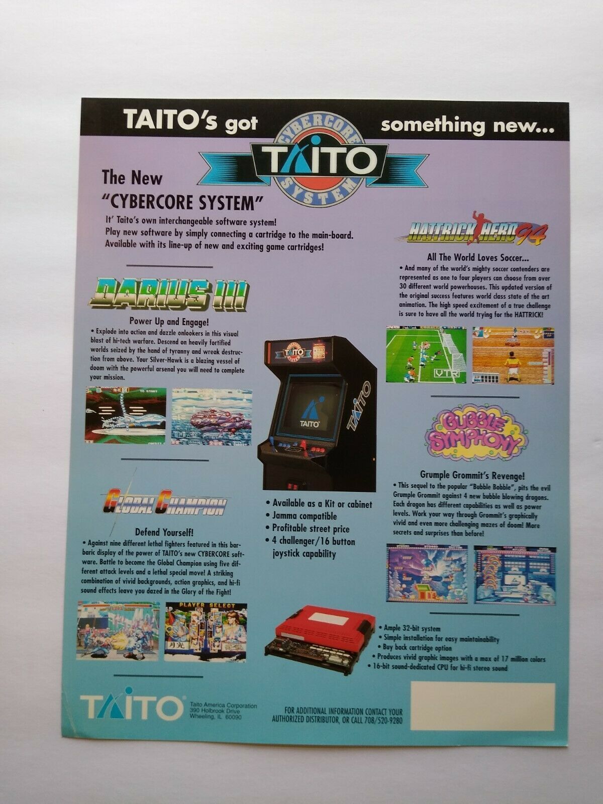 Taito CyberCore 1992 Arcade Game FLYER Original NOS Darius III Bubble ...