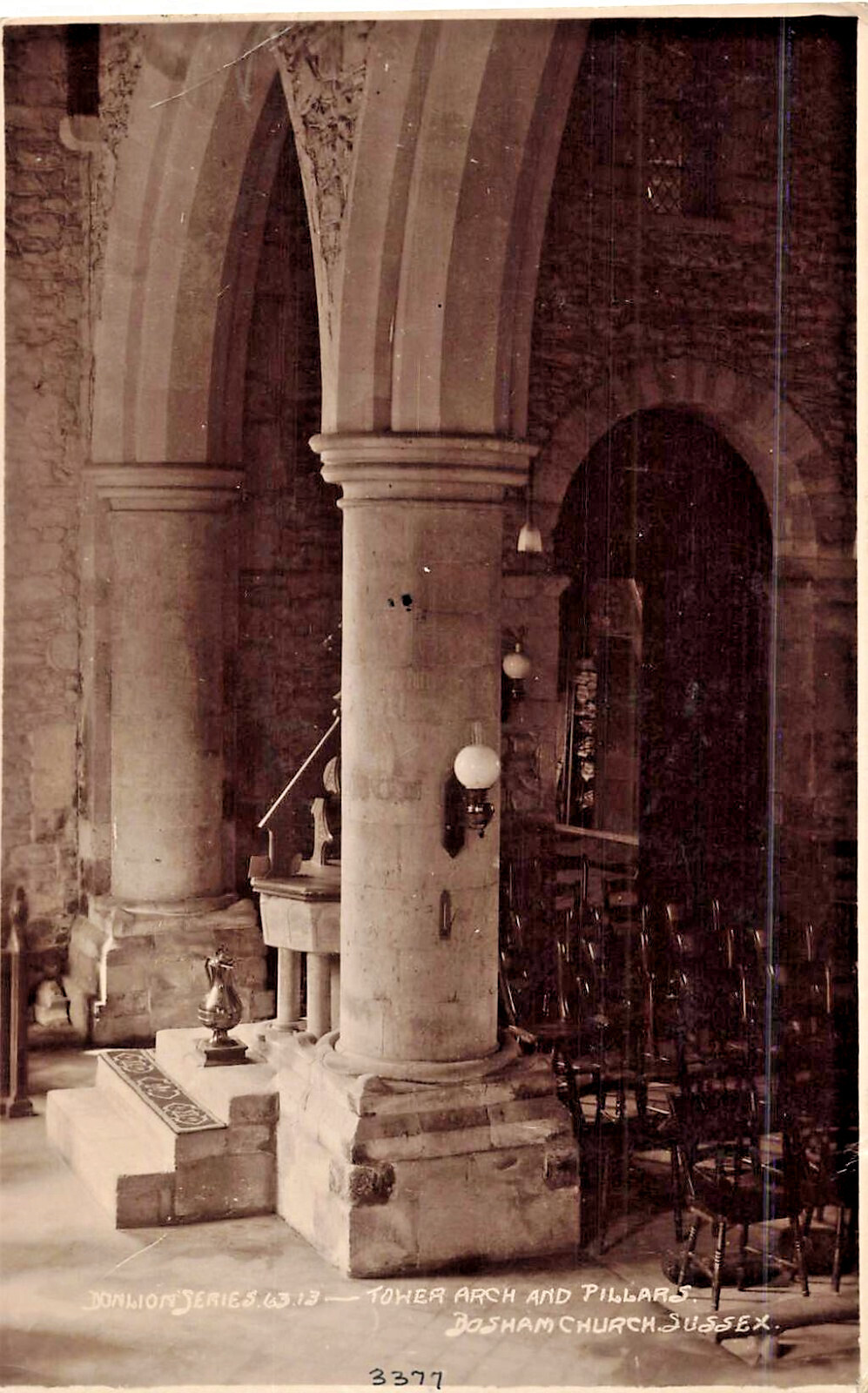 Bosham Church Sussex England~Tower Arch & Pillars~1930s Donlion Photo ...