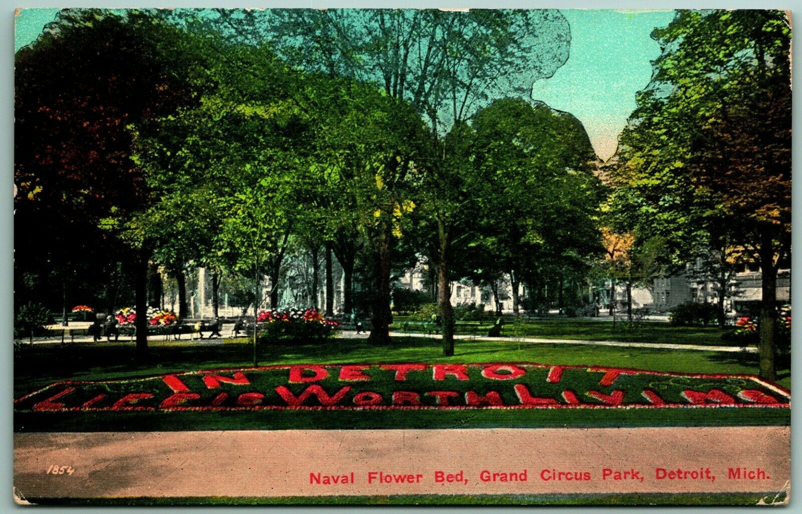 Naval Flower Bed Grand Circus Park Detroit Michigan MI UNP DB Postcard ...