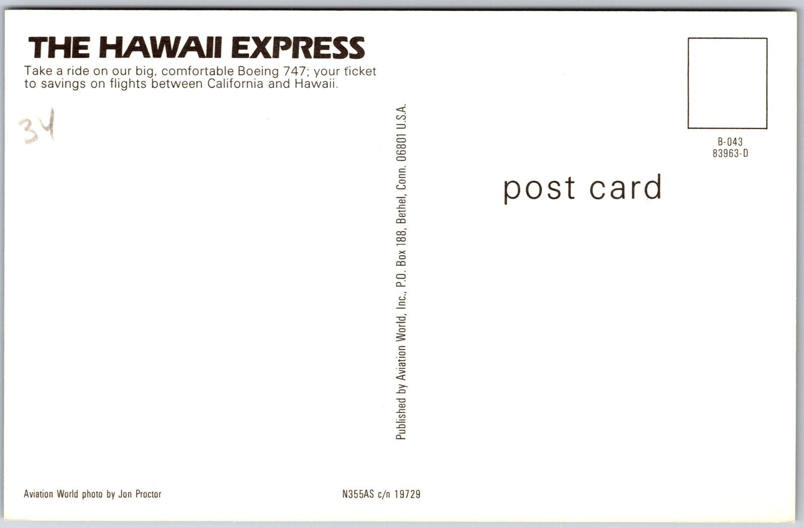 Airplane The Hawaii Express Boeing 747 California & Hawaii Flights ...