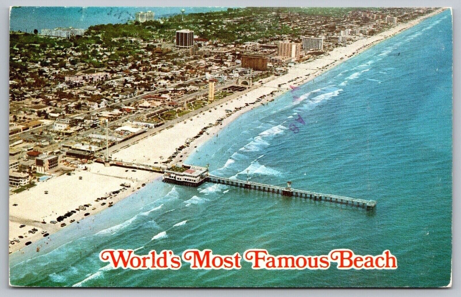 Aerial View Broadwalk Famous Beach Shoreline Oceanfront Waves Vintage ...