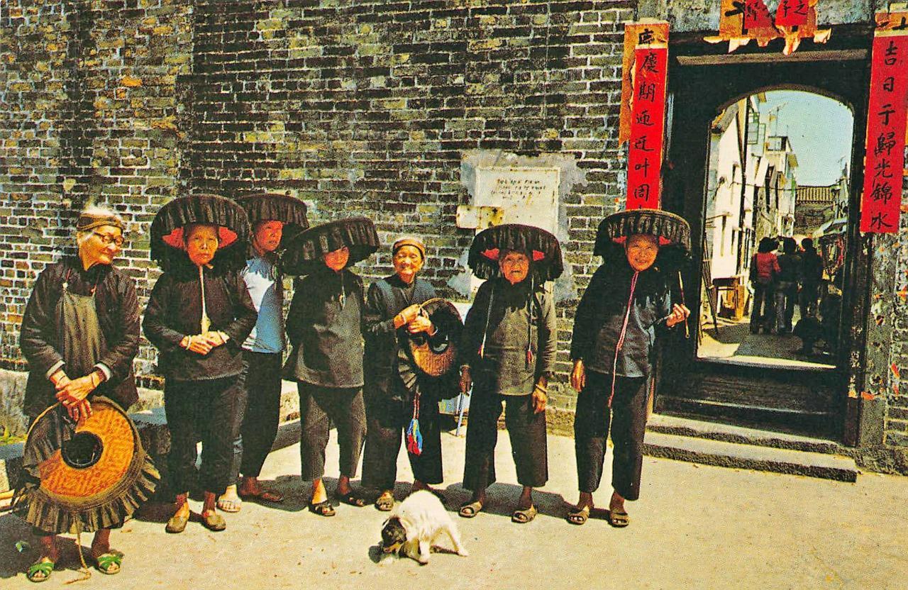 Hong Kong Village Women outside Kathing Walled City Postcard | Asia ...