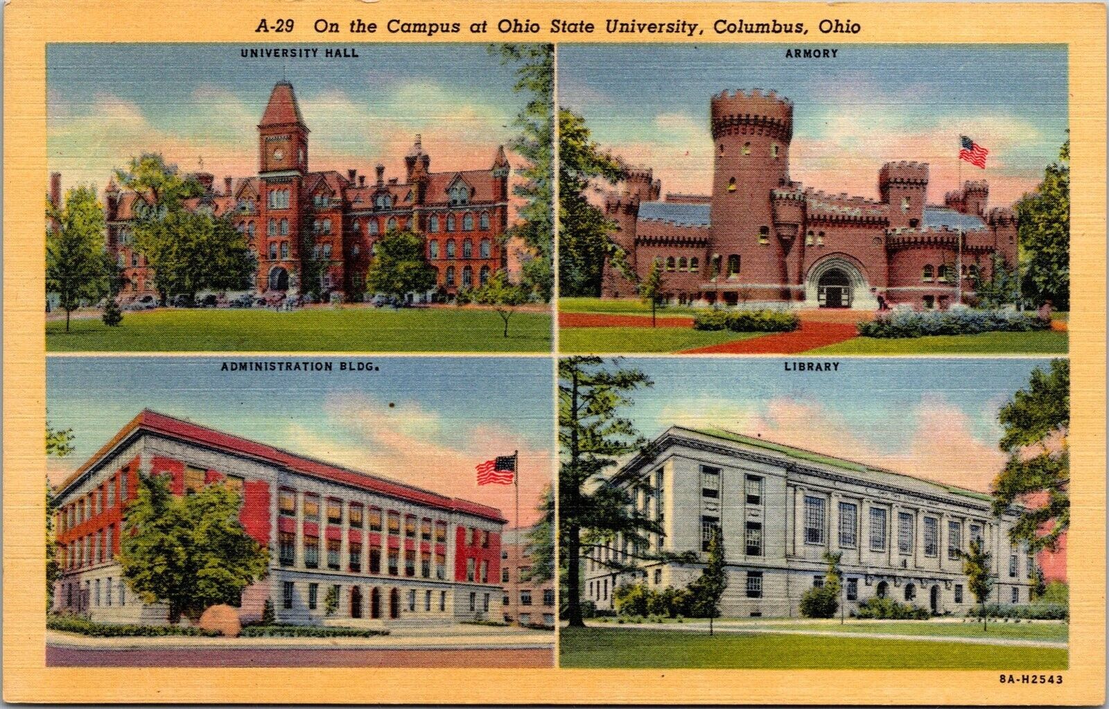 Vtg Columbus OH Ohio State University Campus Hall Library Armory 1930s ...