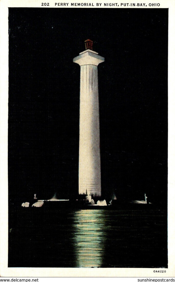 Ohio Put-In-Bay Perry Memorial By Night 1945 Curteich | United States ...