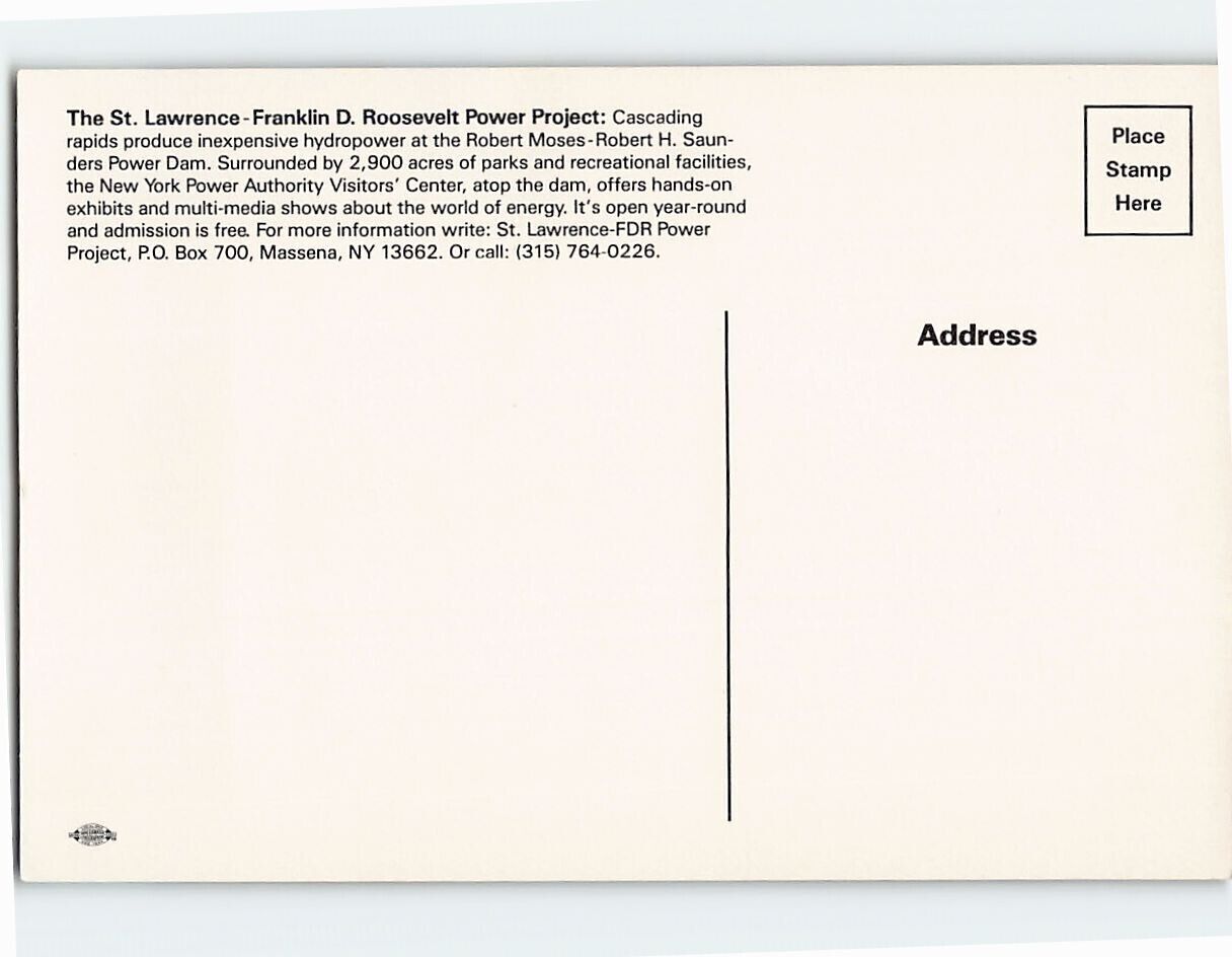 Postcard St. Lawrence-Franklin Roosevelt Power Project New York USA ...