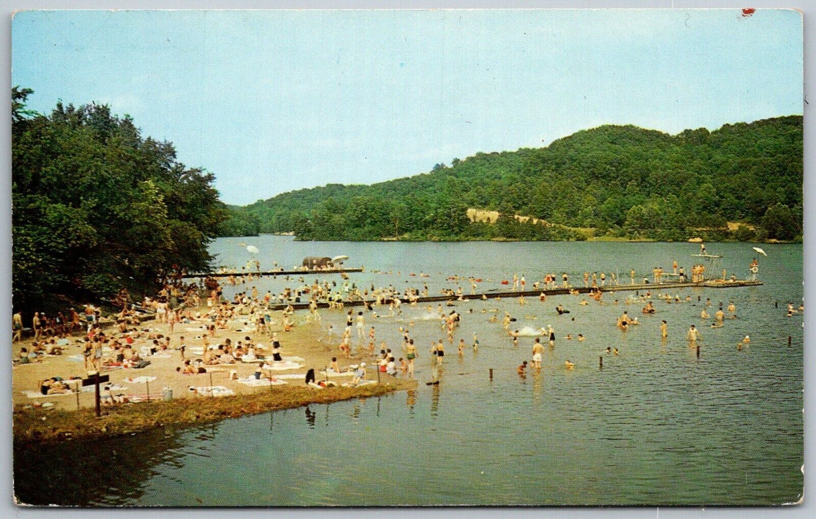 Zaleski Ohio 1950s Postcard Lake Hope State Park Bathing Beach | United ...