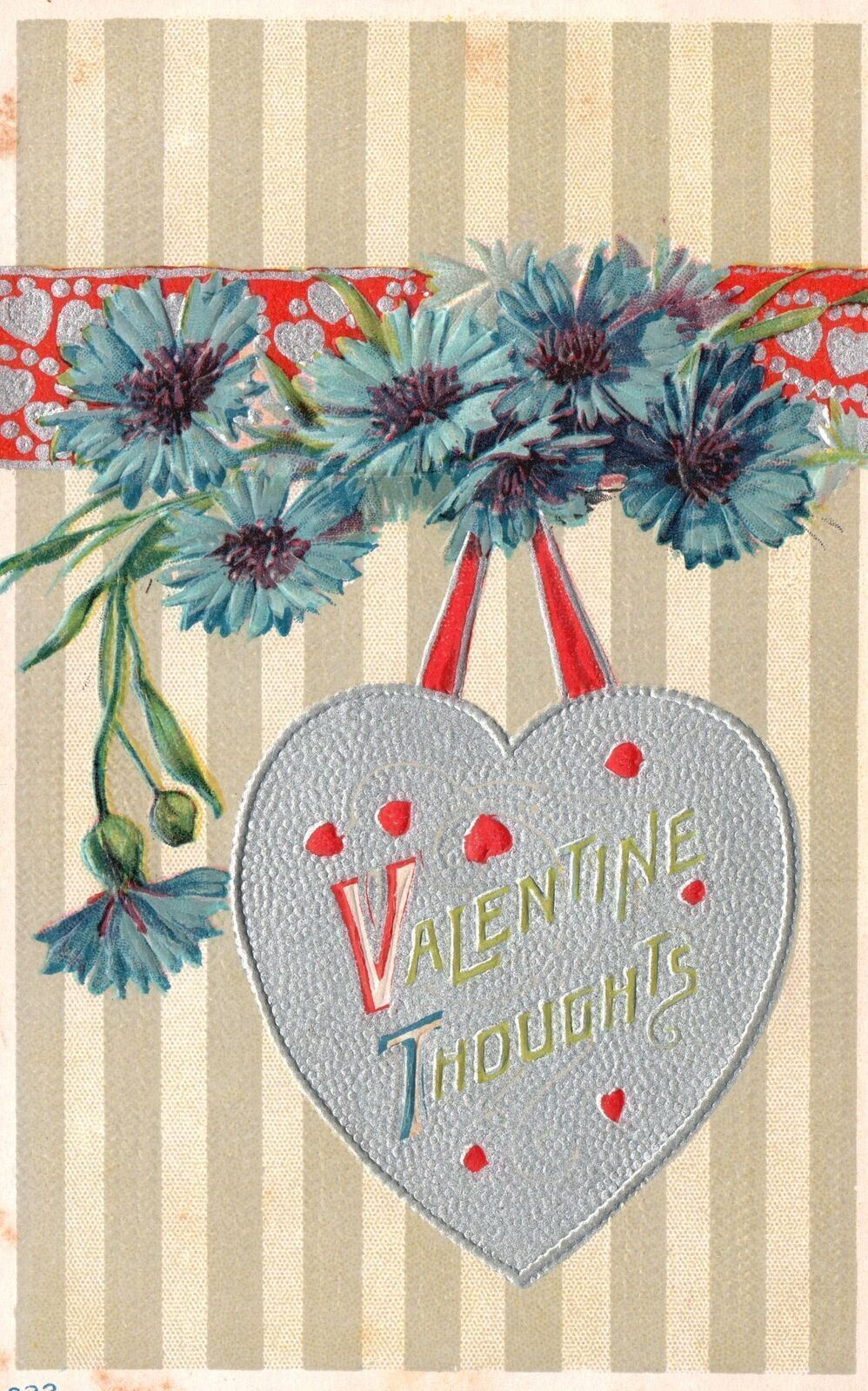Vintage Postcard A Valentine Greeting Forget Me Nots Beautiful Face ...