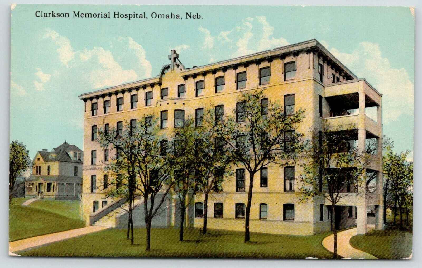 Omaha Nebraska~Clarkson Memorial Hospital~Big House Next Door~c1910 ...