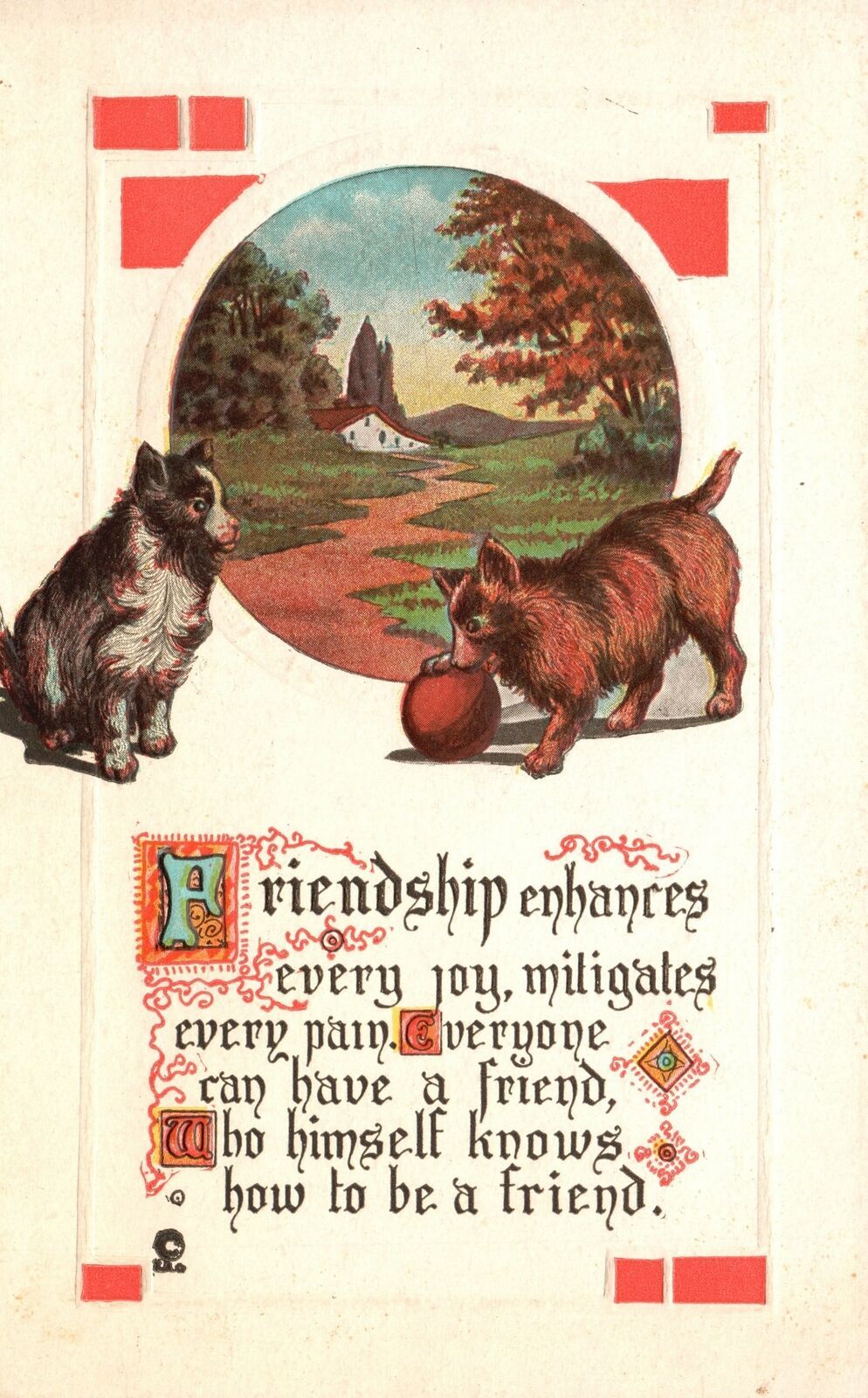 Vintage Postcard 1910's Friendship Enhances Every Joy Everyone Can Have ...