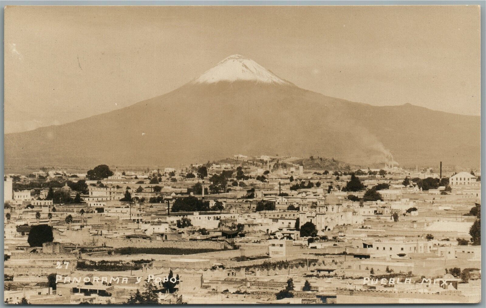 Puebla Mexico Panorama Y Popo Vintage Real Photo Postcard Rppc W/ Stamp ...