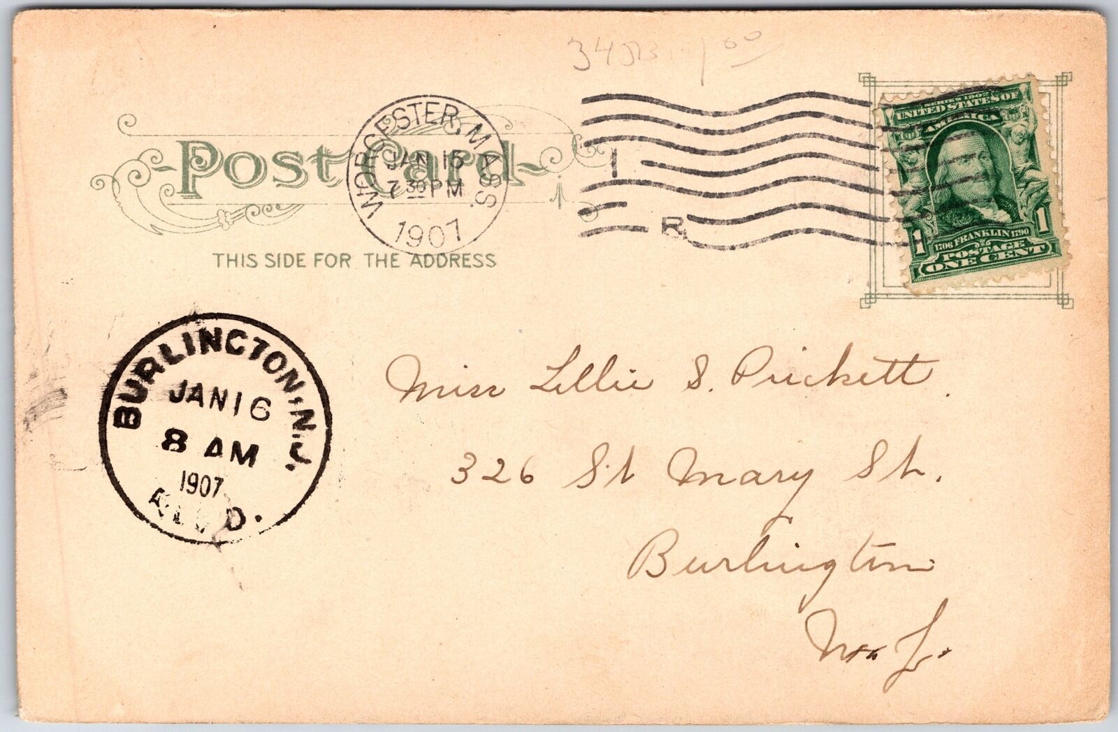1907 City Hall Worcester Massachusetts Ground & Building Antique Posted ...