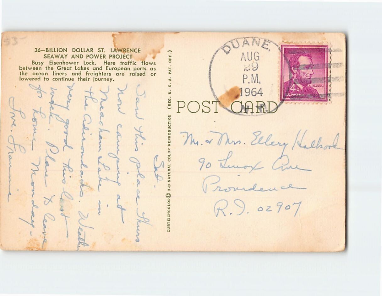 Postcard Busy Eisenhower Lock St. Lawrence Seaway New York USA | United ...