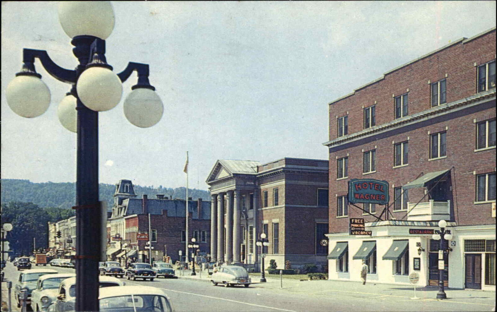 Bath New York NY classic 1950s Cars Street Scene Vintage Postcard ...