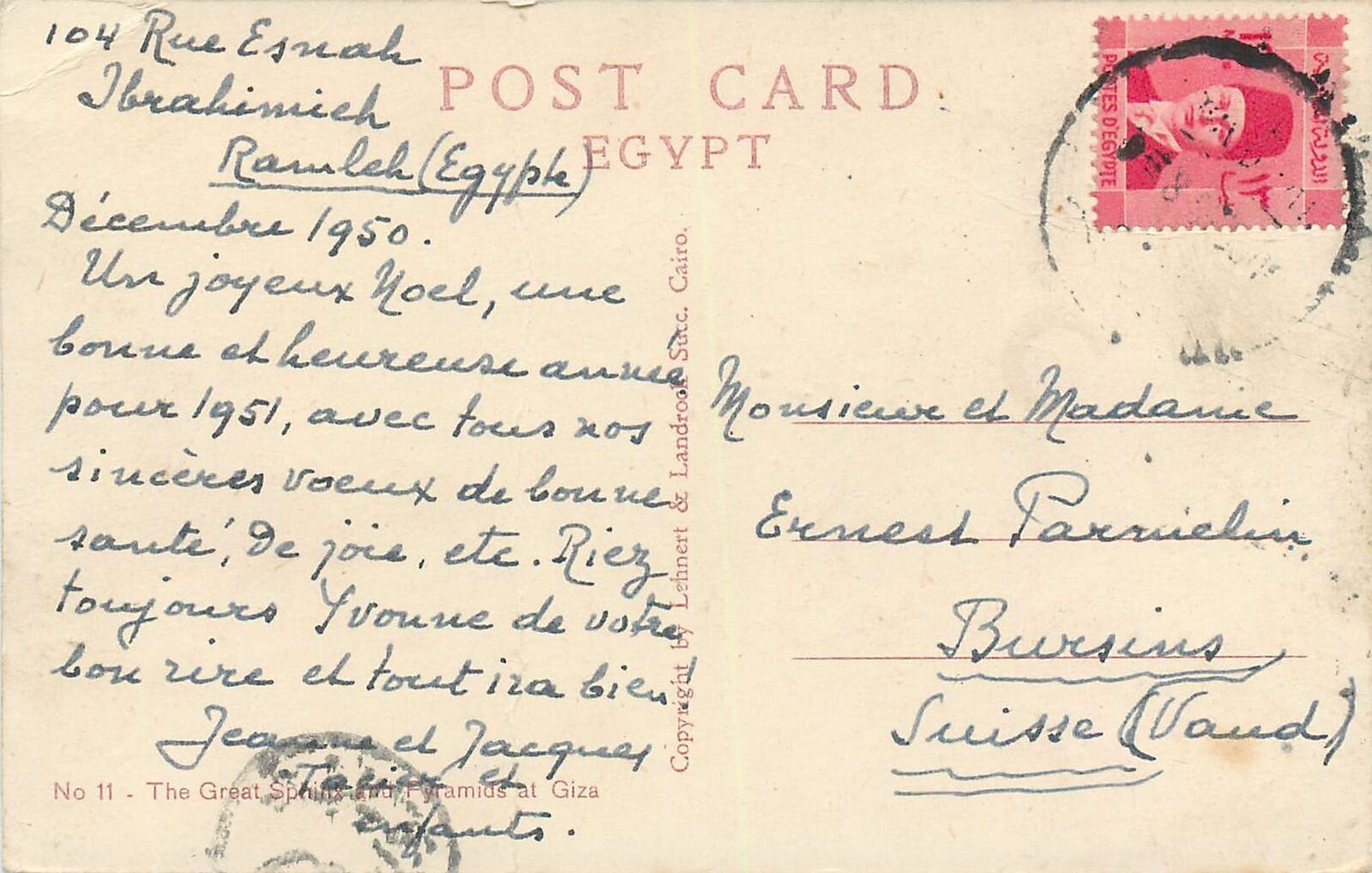 Postcard Egypt the Great Sphinx and the Pyramids | Africa - Egypt ...