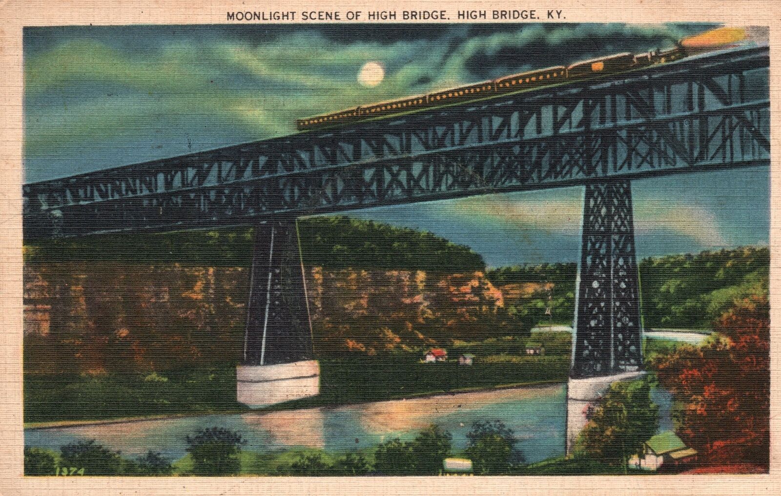 Vintage Postcard 1941 Moonlight Scene Of High Bridge Kentucky KY ...