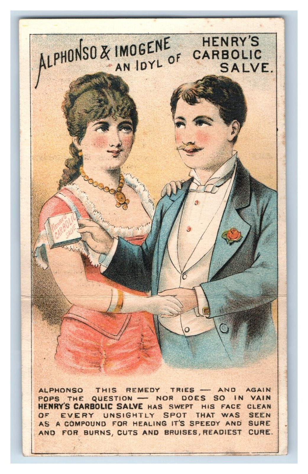 1880s Metamorphic Before & After Henry's Carbolic Salve Lovely Couple P184 | Ephemera - Chromo ...