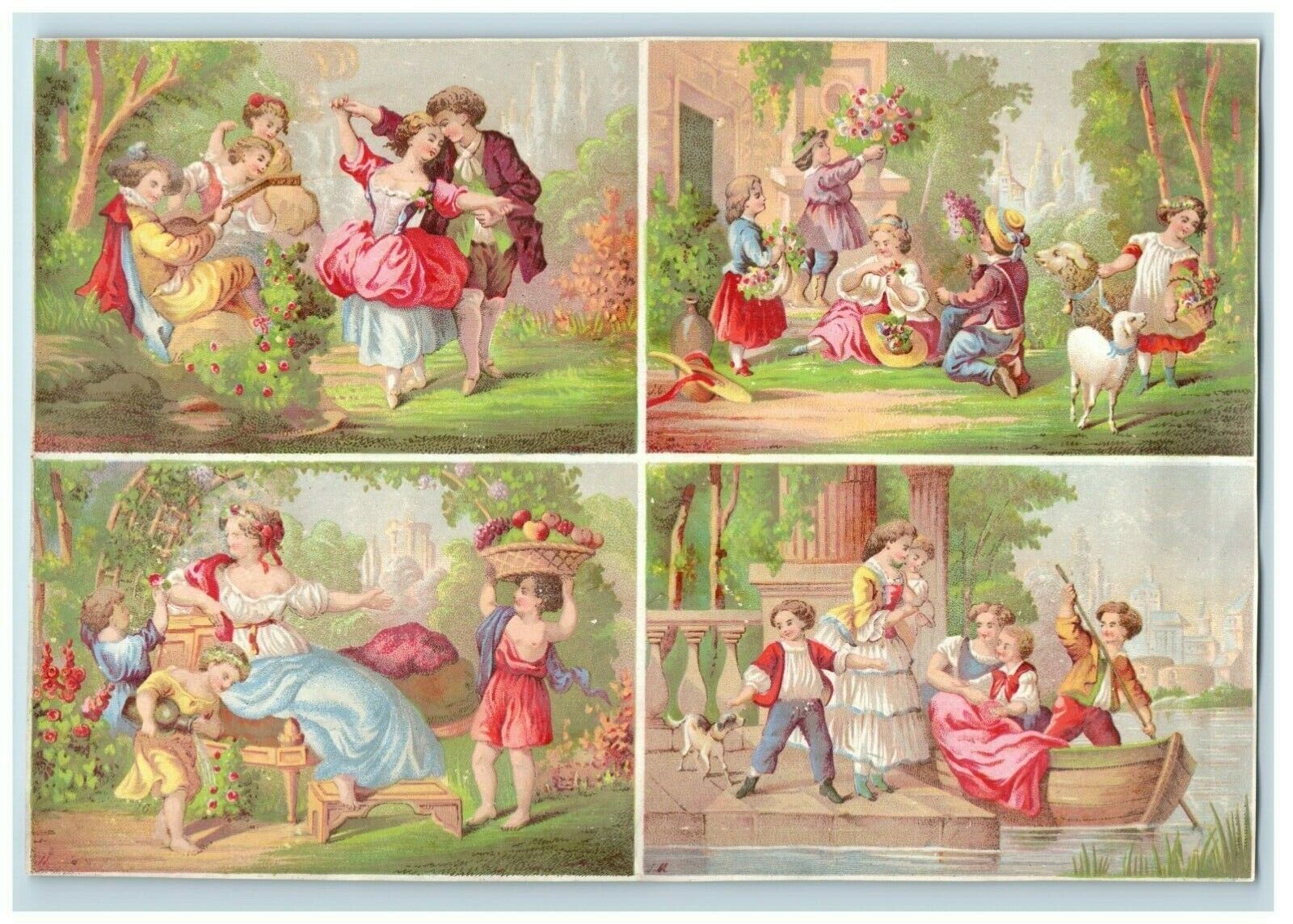 1880s Victorian Trade Cards Uncut Four Renaissance Style Scenes *A ...