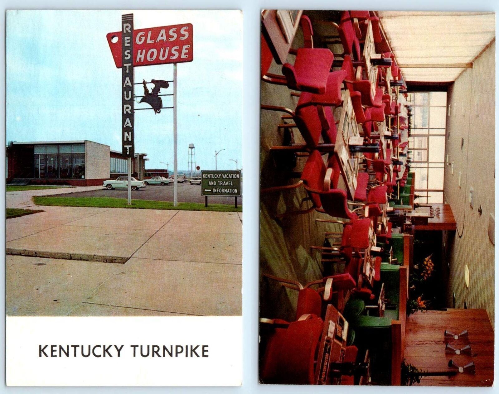 2 Postcards KENTUCKY TURNPIKE, KY ~ Shepherdsville Plaza GLASS HOUSE ...