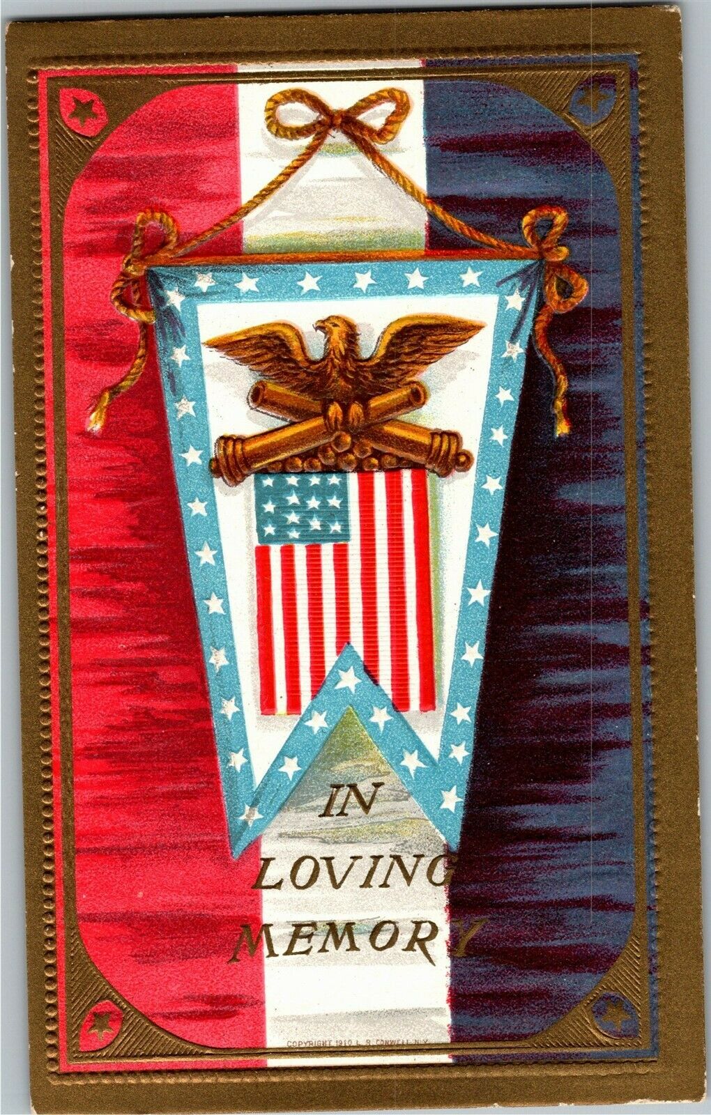 Patriotic In Loving Memory Embossed Patriotic Vintage Postcard B14 ...
