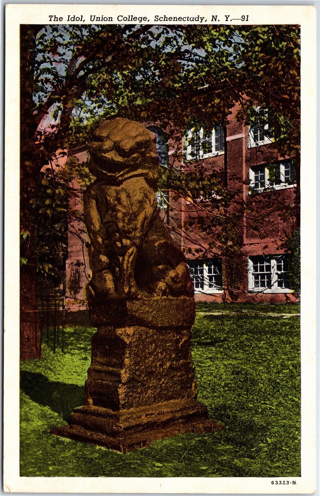 Vintage Postcard the Idol Statue at Union College at Schnectady New ...